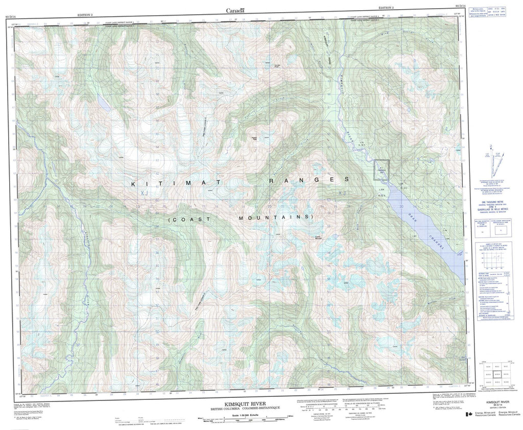 Buy Kimsquit River topo map 093D14 – YellowMaps Map Store