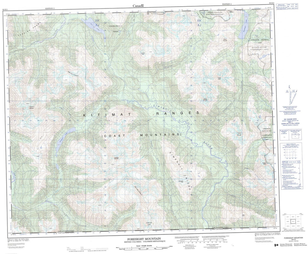 Buy Foresight Mountain topo map 093E03 – YellowMaps Map Store