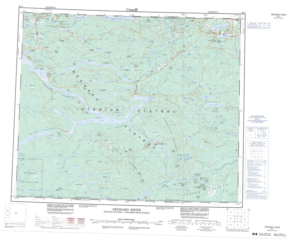 Buy Nechako River topo map 093F – YellowMaps Map Store