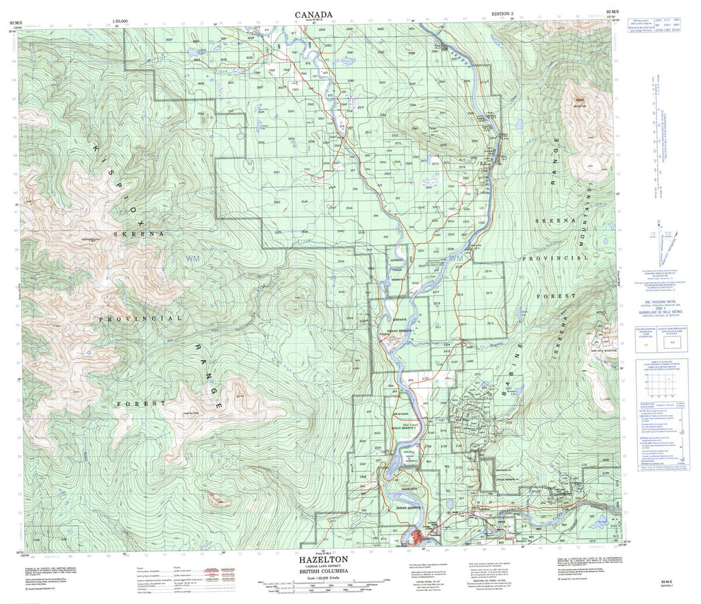 Buy Hazelton topo map 093M05 – YellowMaps Map Store