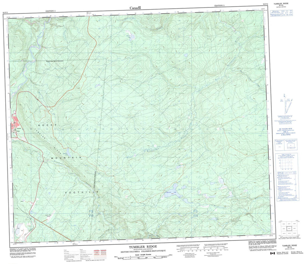 Buy Tumbler Ridge topo map 093P02 – YellowMaps Map Store