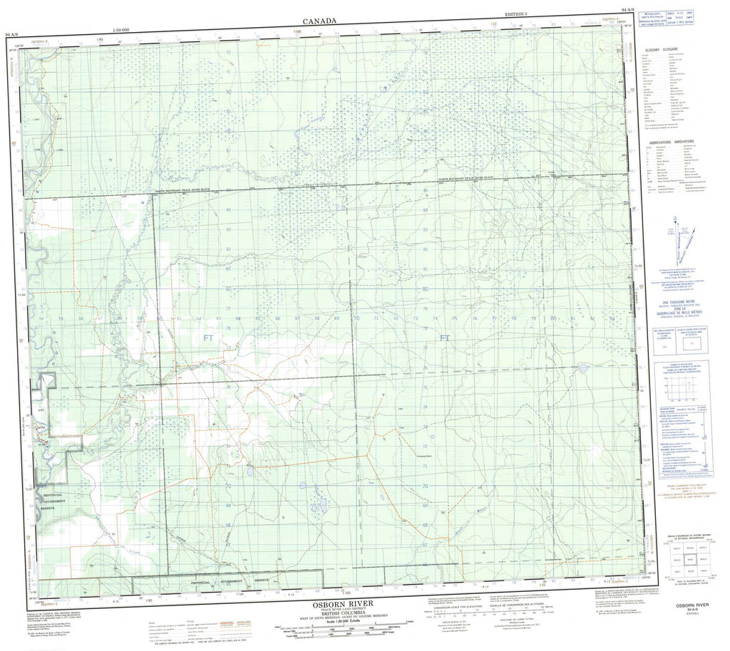 Buy Osborn River topo map 094A09 – YellowMaps Map Store