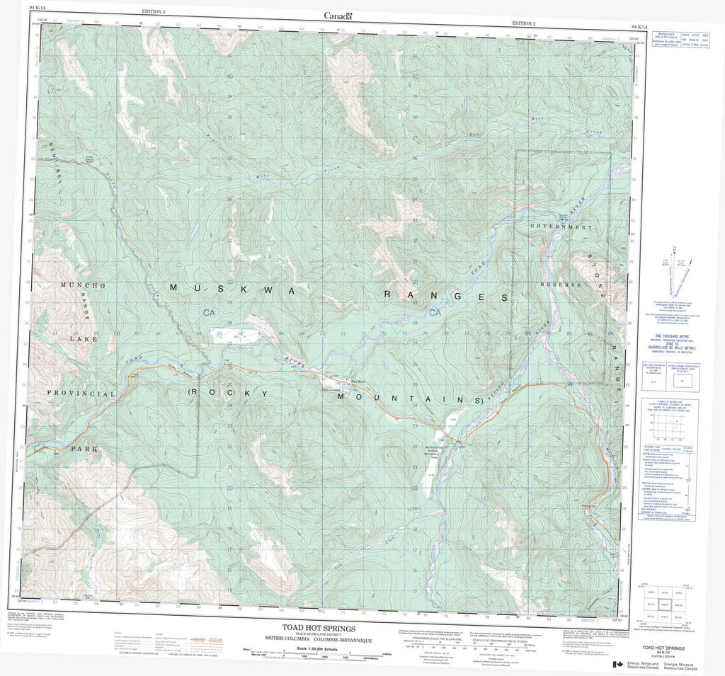 Buy Toad Hot Springs topo map 094K14 – YellowMaps Map Store