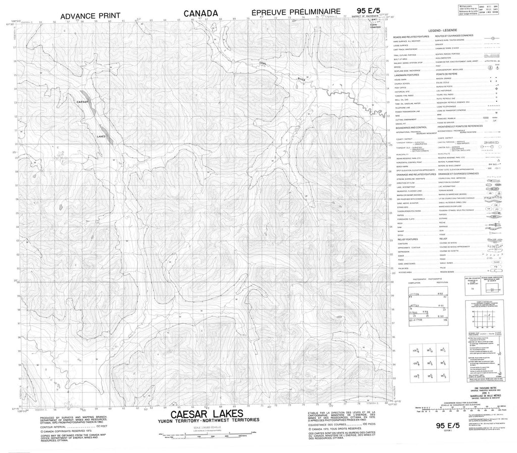 Buy Caesar Lakes topo map 095E05 – YellowMaps Map Store
