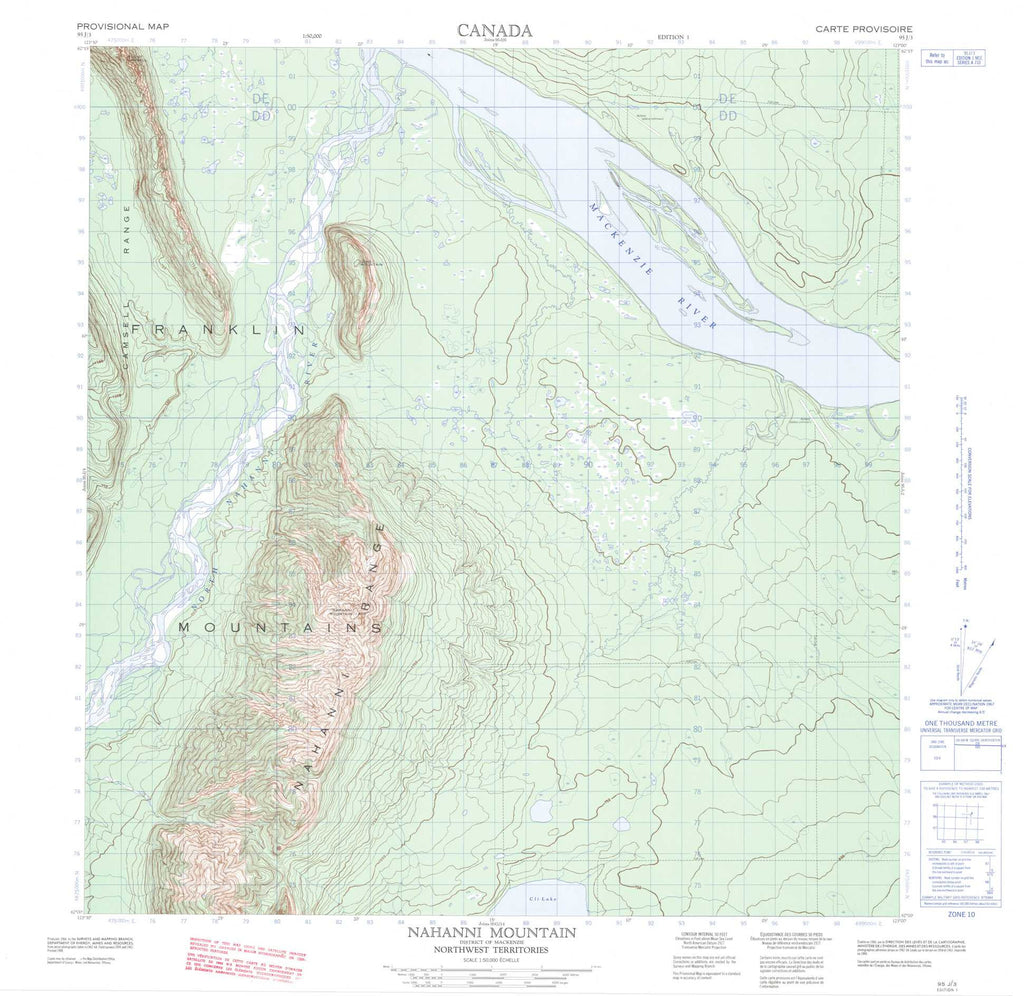 Buy Nahanni Mountain topo map 095J03 – YellowMaps Map Store