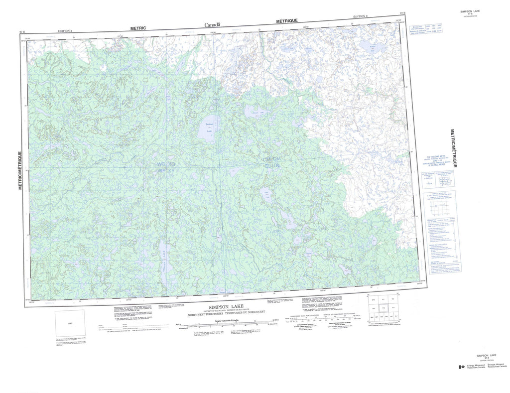 Buy Simpson Lake topo map 097B – YellowMaps Map Store