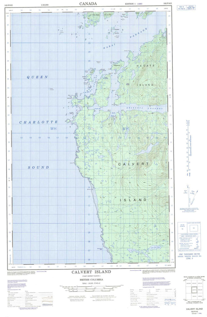 Buy Calvert Island topo map 102P09E – YellowMaps Map Store