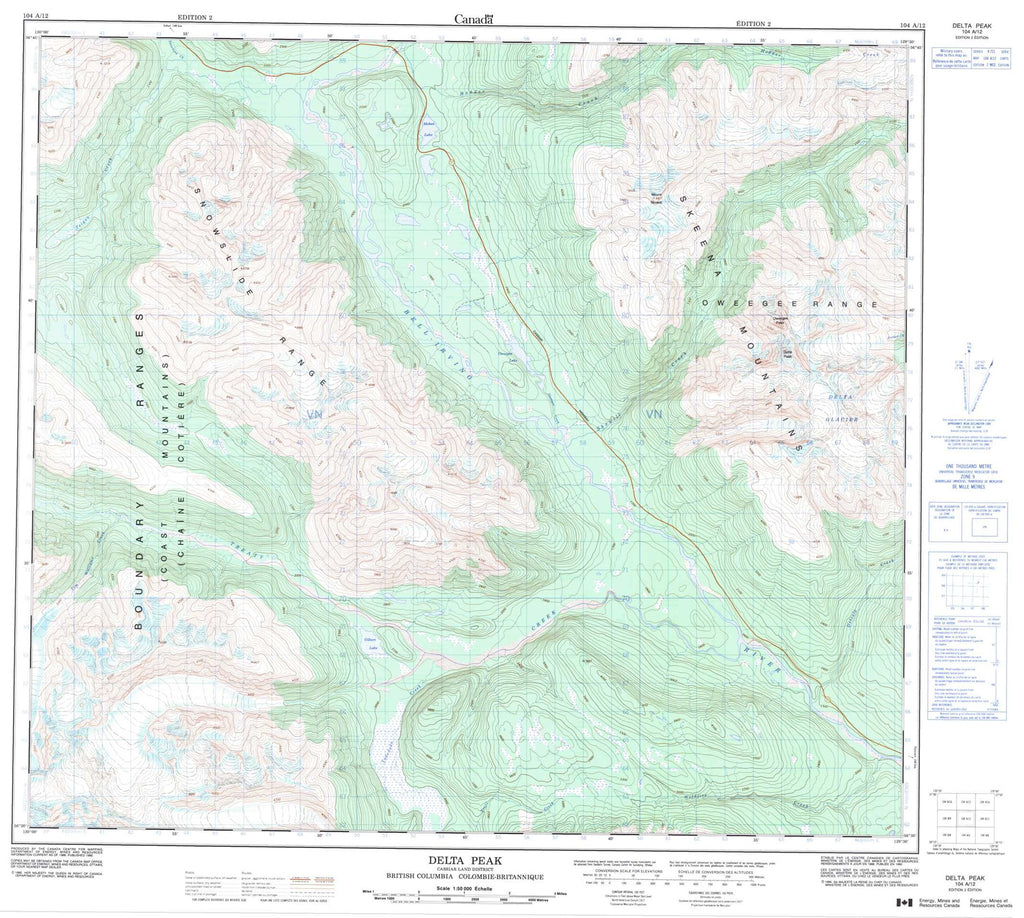 Buy Delta Peak topo map 104A12 – YellowMaps Map Store