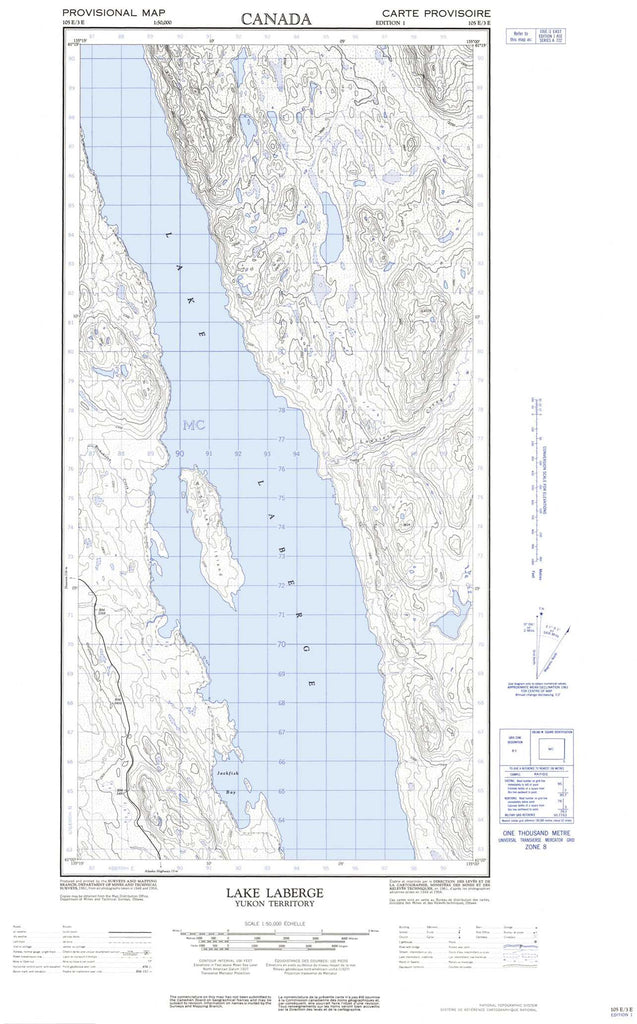 Buy Lake Laberge topo map 105E03E – YellowMaps Map Store