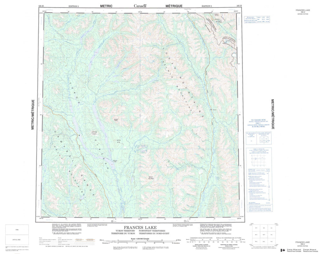 Buy Frances Lake topo map 105H – YellowMaps Map Store