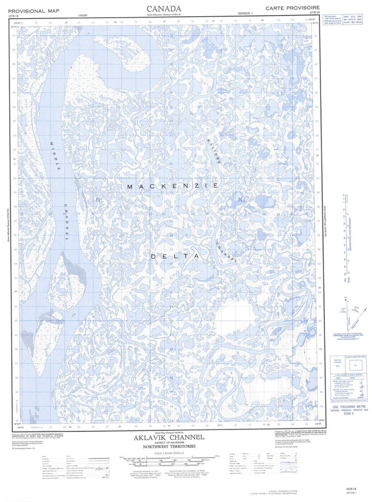 Buy Aklavik Channel topo map 107B03E – YellowMaps Map Store