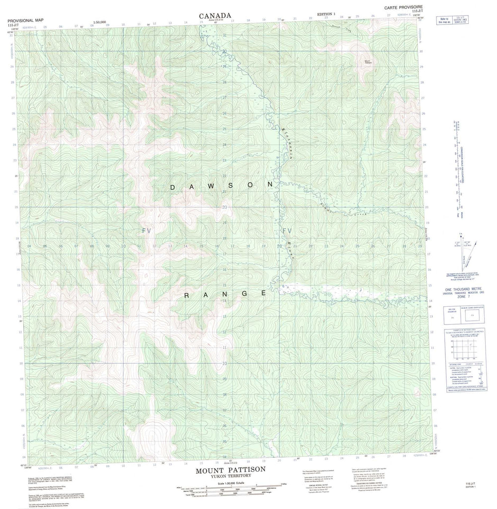 Buy Mount Pattison topo map 115J07 – YellowMaps Map Store