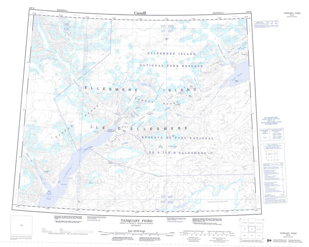 Buy Tanquary Fiord topo map 340D – YellowMaps Map Store
