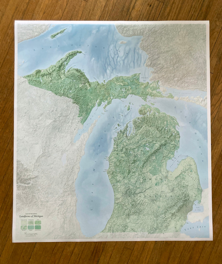 Buy map: Landforms of Michigan Wall Map – YellowMaps Map Store