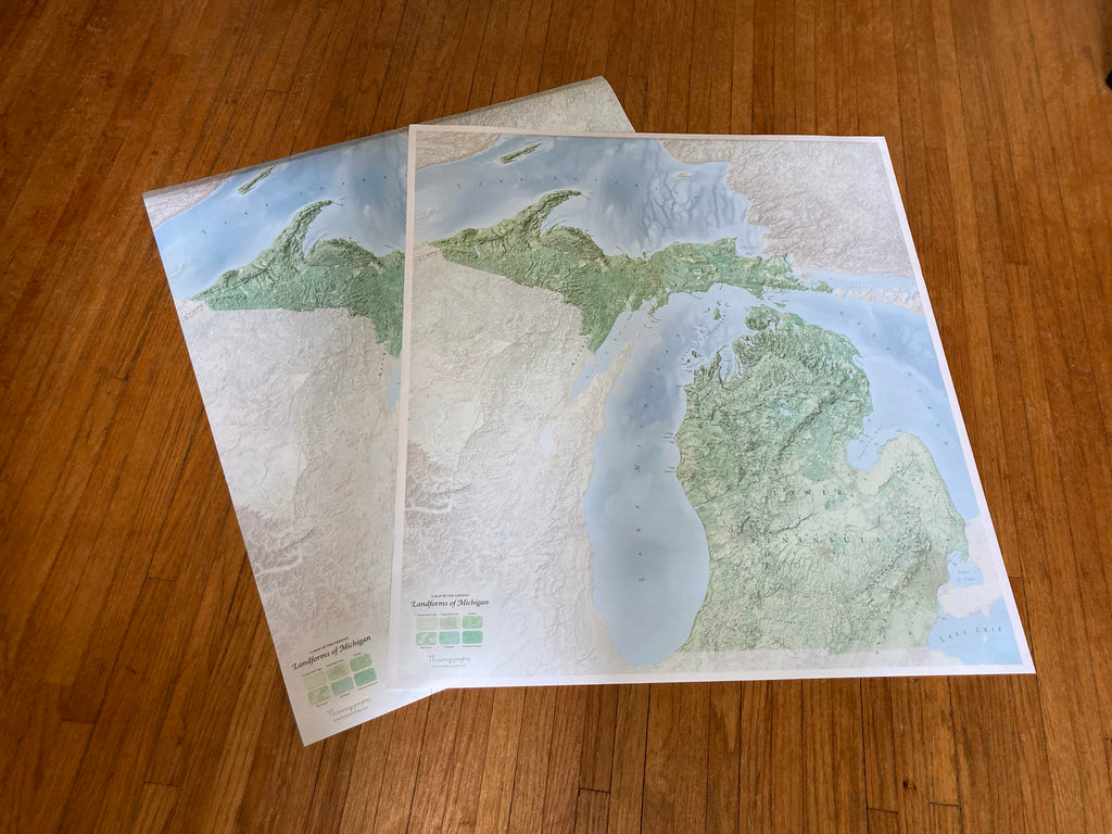 Buy map: Landforms of Michigan Trimmed Wall Map – YellowMaps Map Store