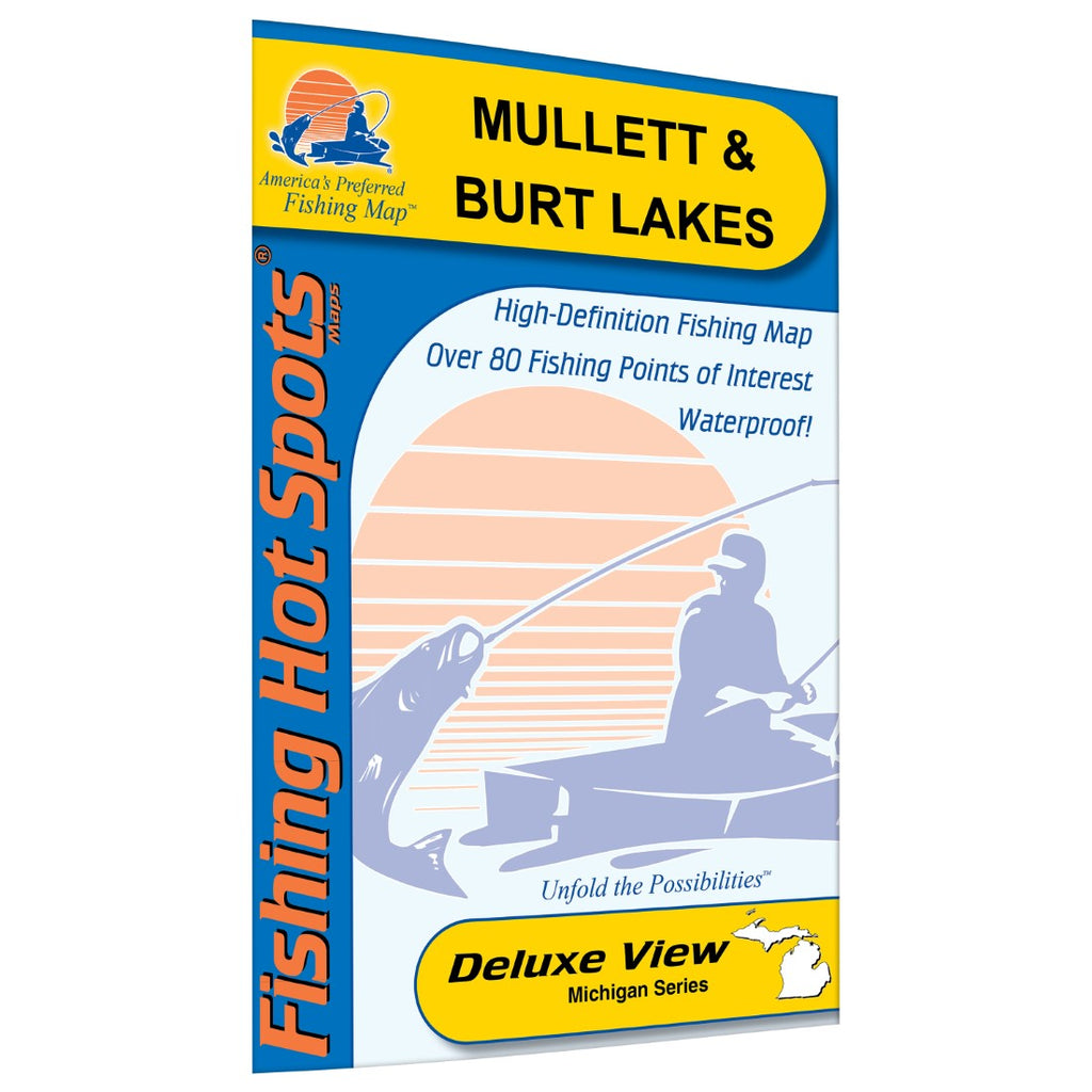 Buy map: Mullett & Burt Lakes Fishing Map – YellowMaps Map Store
