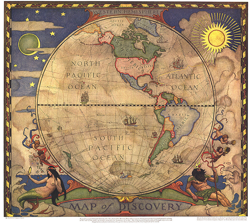 Buy map: 1928 Map of Discovery, Western Hemisphere – YellowMaps Map Store