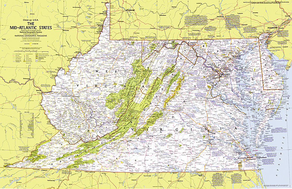 Buy map: 1976 Close-up USA, Mid-Atlantic States Map – YellowMaps Map Store