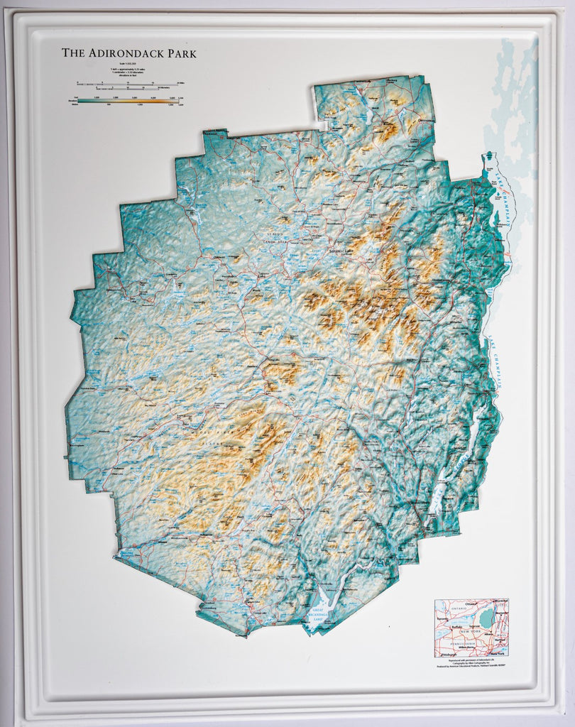 Buy map: Adirondack Raised Relief Map – YellowMaps Map Store