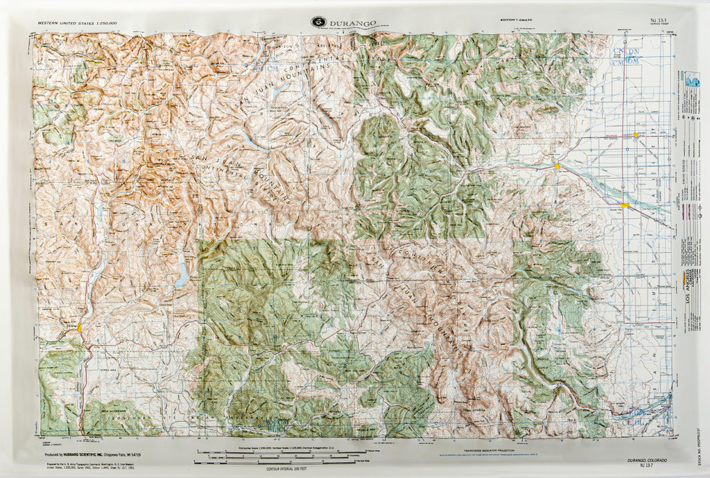 Buy map: Durango, Colorado (NJ 13-7) Raised Relief Map – YellowMaps Map ...