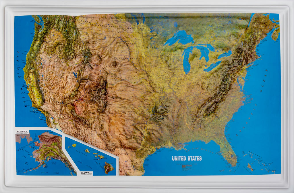 Buy map: United States Raised Relief Map Blue, Includes HI and AK ...