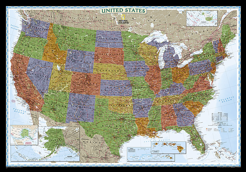Buy map: United States, Decorator, Laminated by National Geographic ...