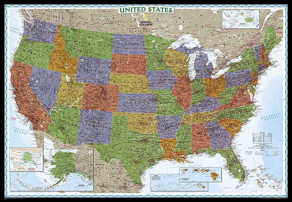 Buy map: United States, Decorator, Enlarged and Tubed by National ...