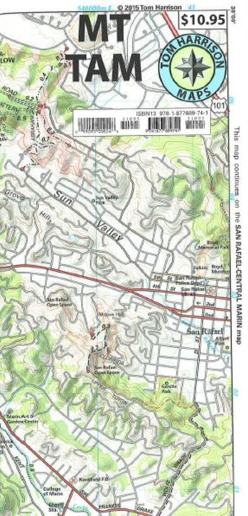 Buy map: Mount Tamalpais State Park, California by Tom Harrison Maps ...