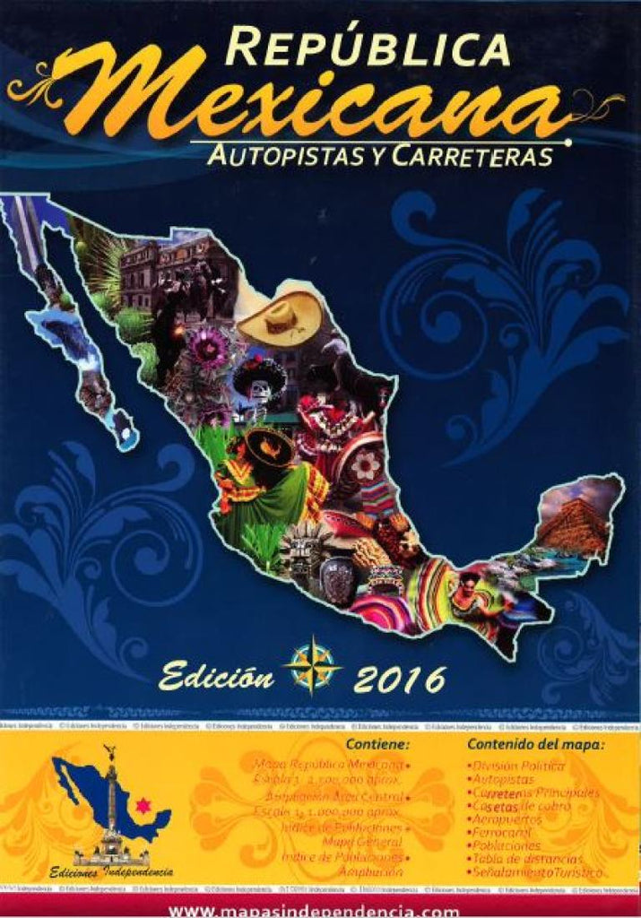 Buy map: Mexico Wall Map, Roads and Freeways by Ediciones – YellowMaps ...