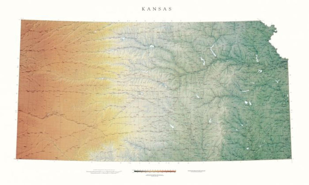 Buy map: Kansas, Physical, Laminated Wall Map by Raven Maps ...