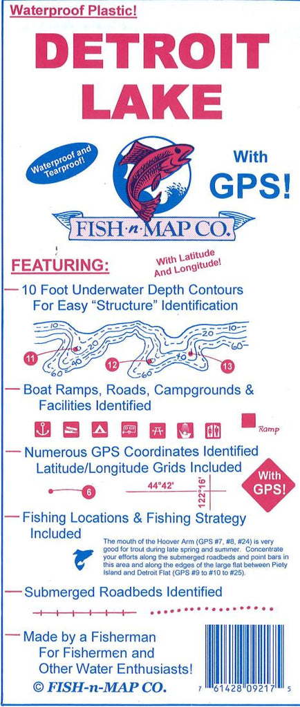 Buy map: Detroit Lake Fishing Map – YellowMaps Map Store
