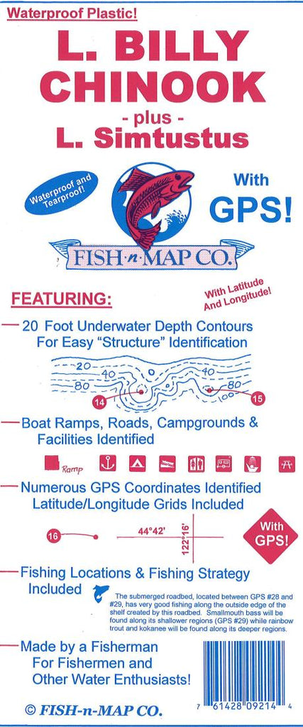 Buy map: Lake Billy Chinook plus Lake Simtustus Fishing Map ...