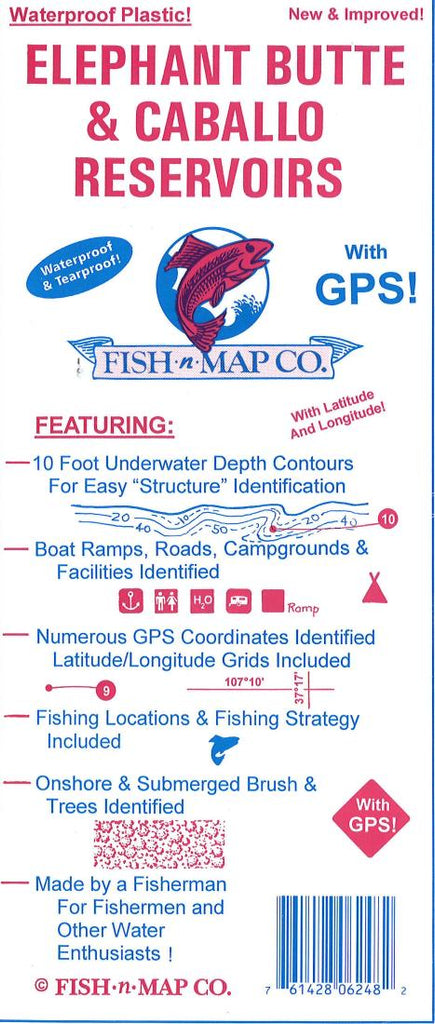 Buy map: Elephant Butte & Caballo Reservoirs Reservoirs Fishing Map ...