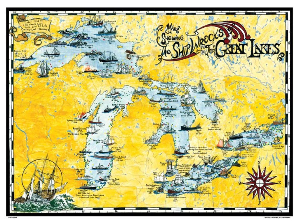 Buy map: Great Lakes, Shipwreck Map by Avery Color Studios – YellowMaps ...