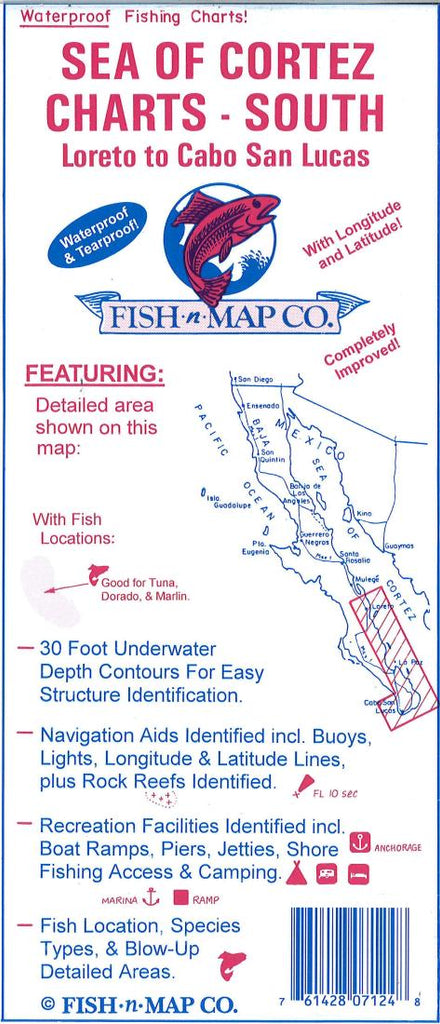 Buy map: Sea of Cortez South (Loreto to Cabo San Lucas) Fishing Map ...