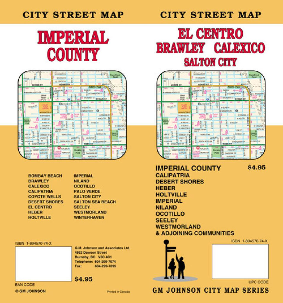El Centro California Map El Centro, CA Metro Area Wall Map Color Cast