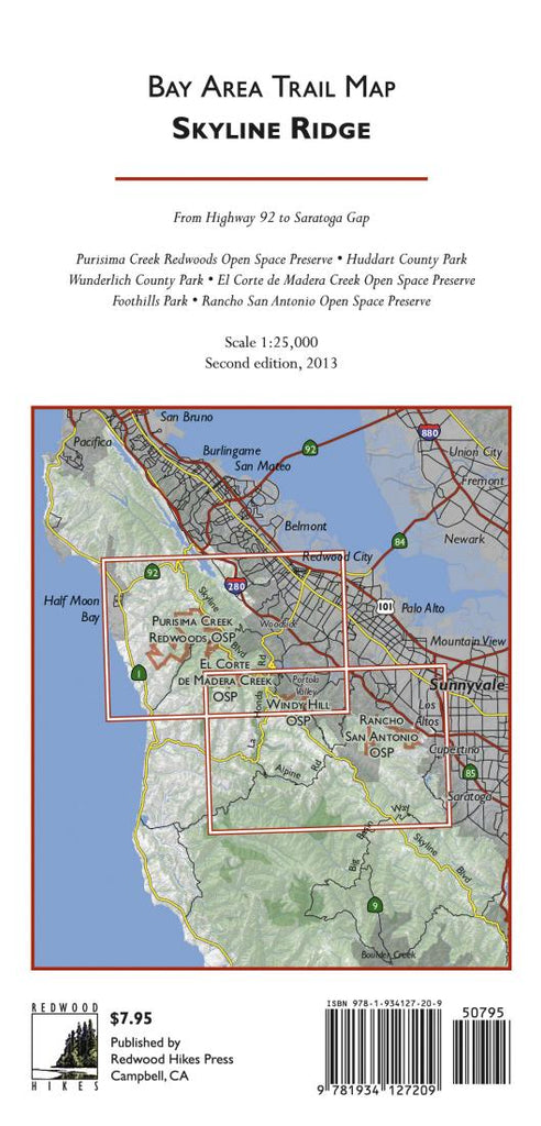 Buy map: Bay Area Trail Map: Skyline Ridge by Redwood Hikes Press ...